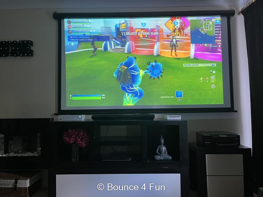 Indoor Cinema with Screen, Projector, Speaker and Fairy Lights - Bouncy ...